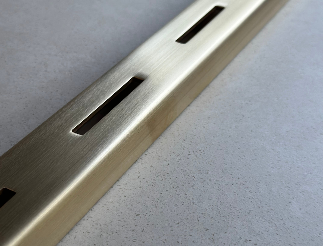 Organic Brushed Brass Channel Drain - Strip Grate Australia
